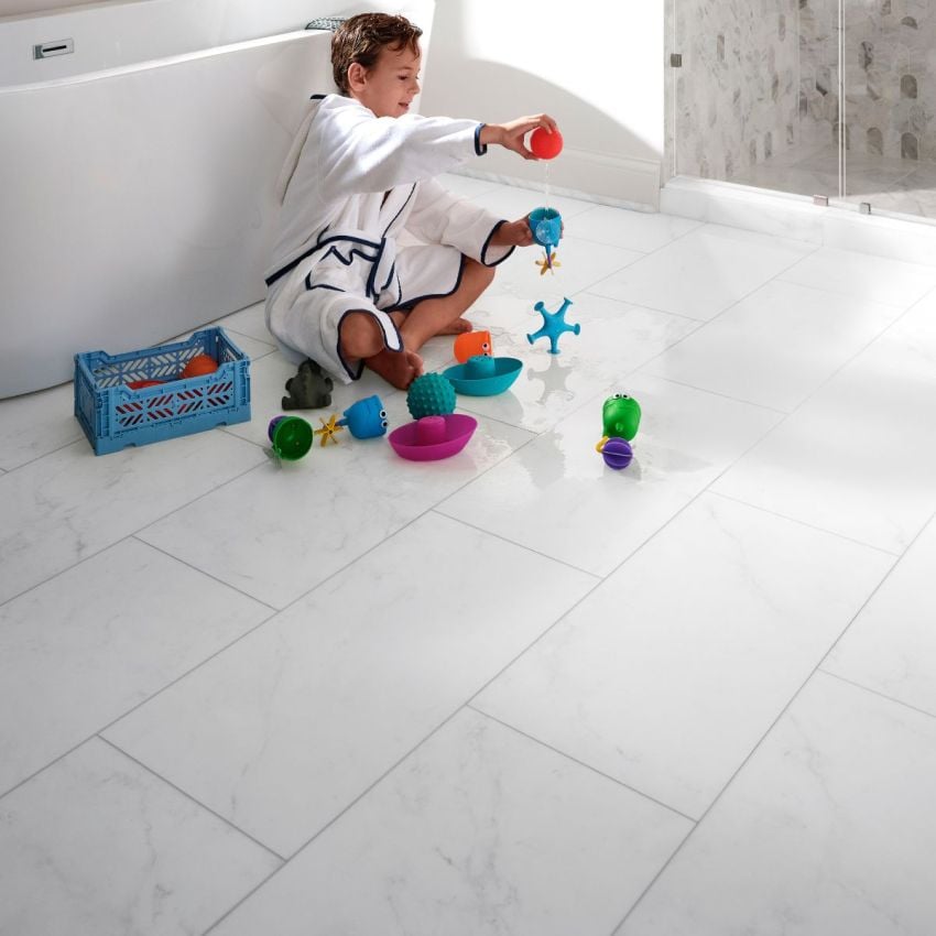 COREtec Plus Tile Bianco Marble VV872-12269 WPC Vinyl Tile Flooring
